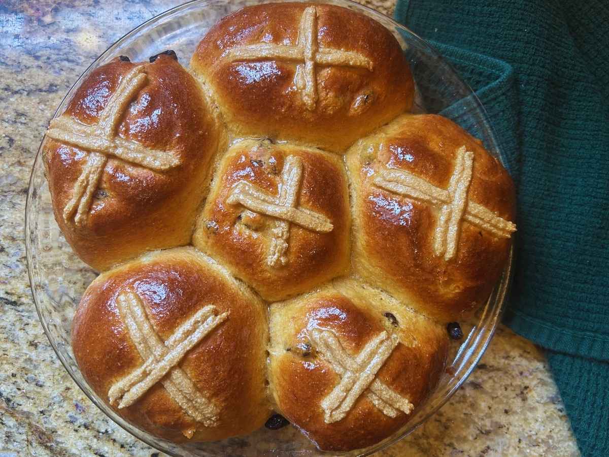 Hot Cross Buns Recipe Made with Fresh Milled Flour - A Hint of Homestead